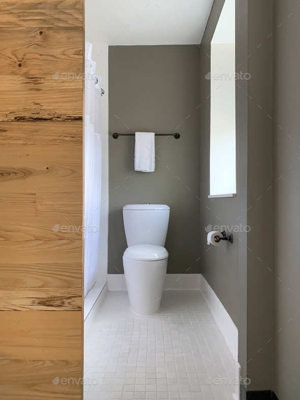 Modern toilet design in simple and stylish small bathroom Stock Photo ...