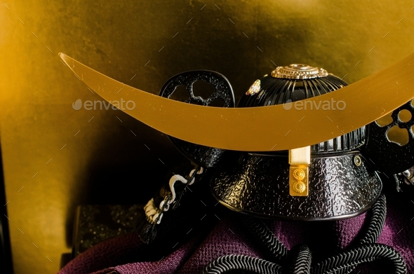 A traditional Japanese Kabuto display, decorated in the homes of ...