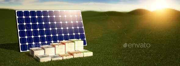 Solar Panel and stacks of Euro banknotes Stock Photo by Lightboxx ...