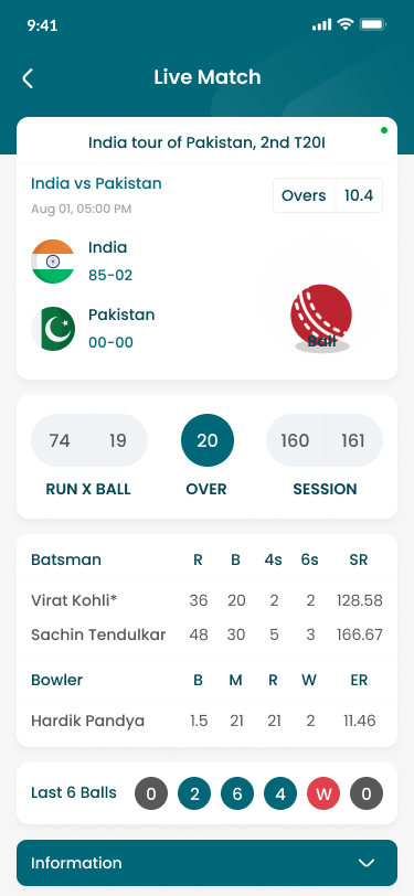 CrickScor - Fresh Flutter App Ui Template for Cricket Score by jpatgir