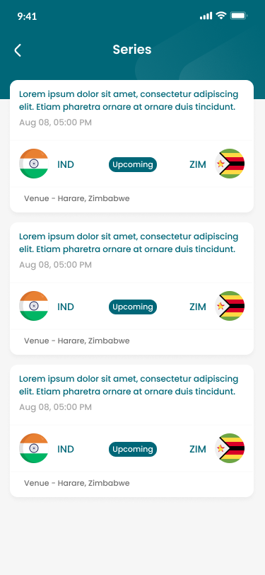 CrickScor - Fresh Flutter App Ui Template for Cricket Score by jpatgir