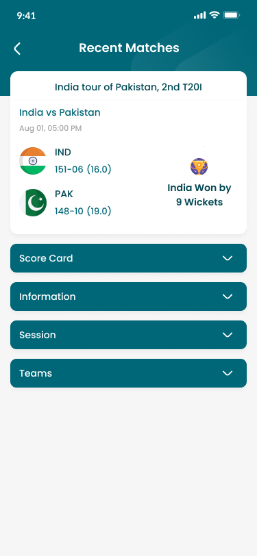 CrickScor - Fresh Flutter App Ui Template for Cricket Score by jpatgir