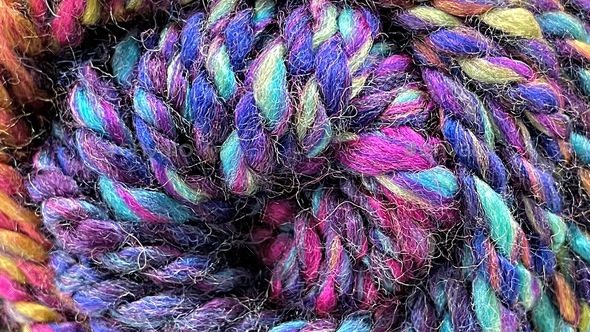 Full frame texture background bright bold colors variegated wool blend ...