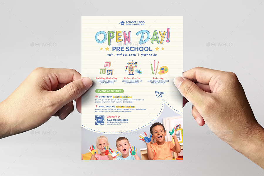Kindergarten Preschool Flyer Template, Print Templates | GraphicRiver
