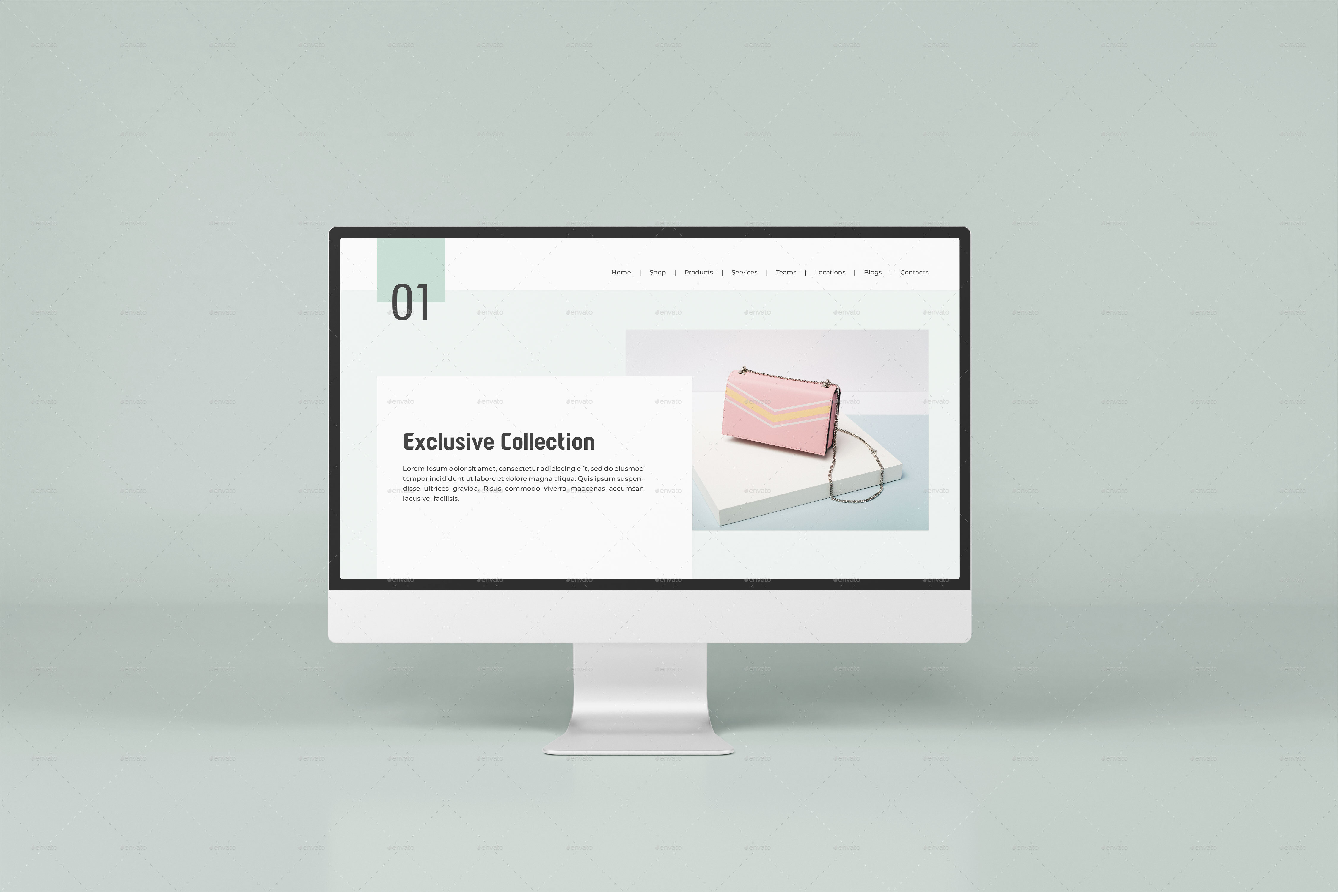 Desktop Monitor Screen with Website Presentation Mockup v.1, Graphics