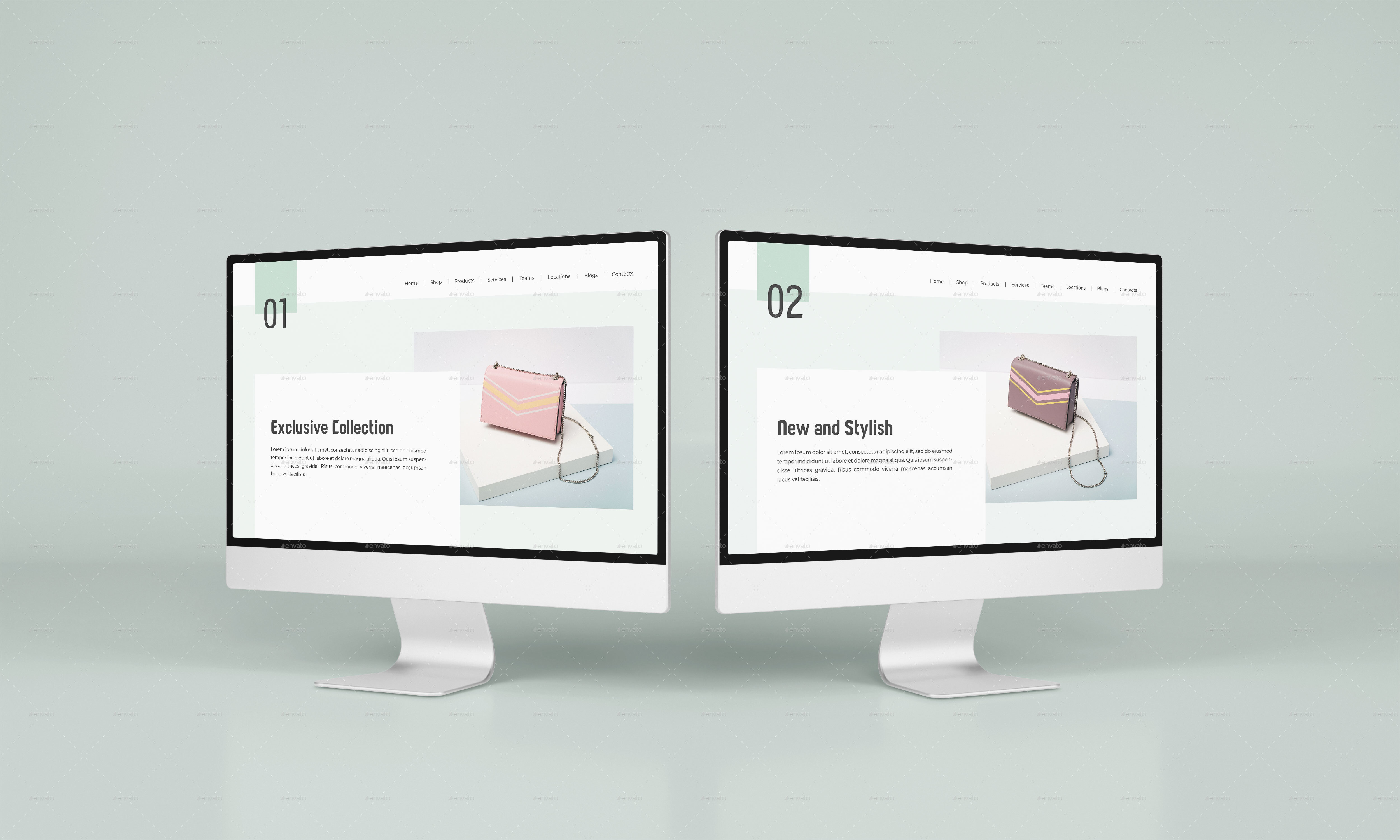 Desktop Monitor Screen with Website Presentation Mockup v.1, Graphics