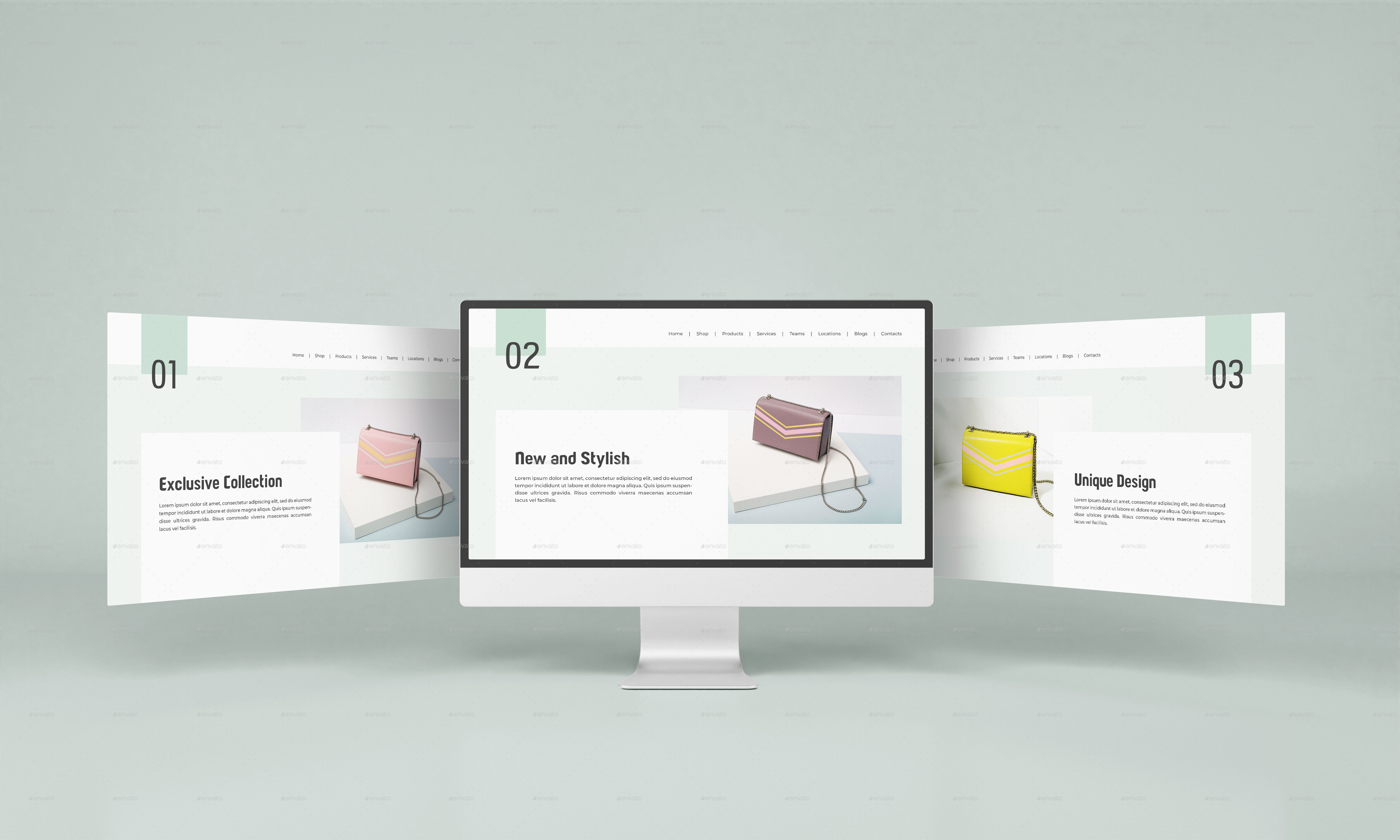 Desktop Monitor Screen with Website Presentation Mockup v.1, Graphics