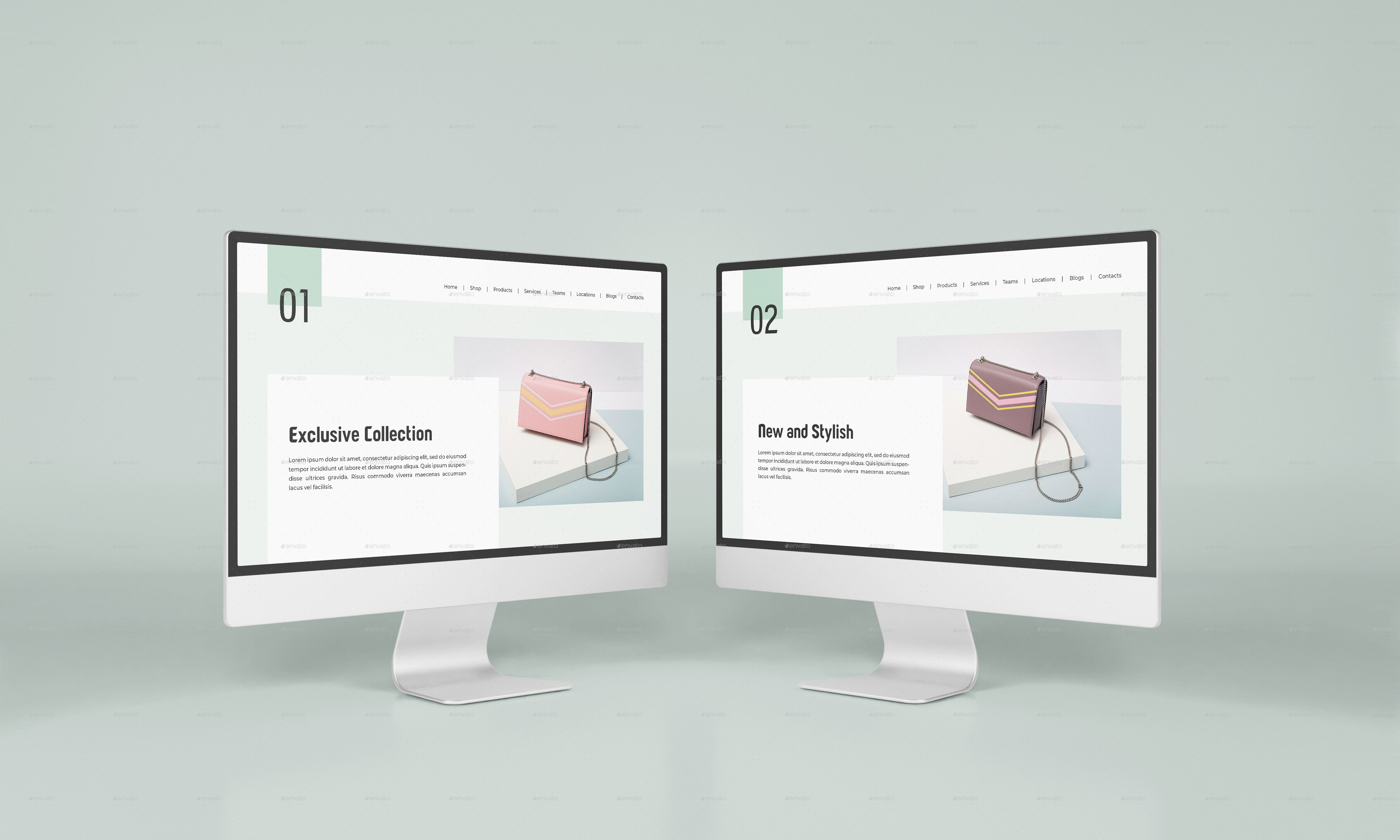 Desktop Monitor Screen with Website Presentation Mockup v.1, Graphics