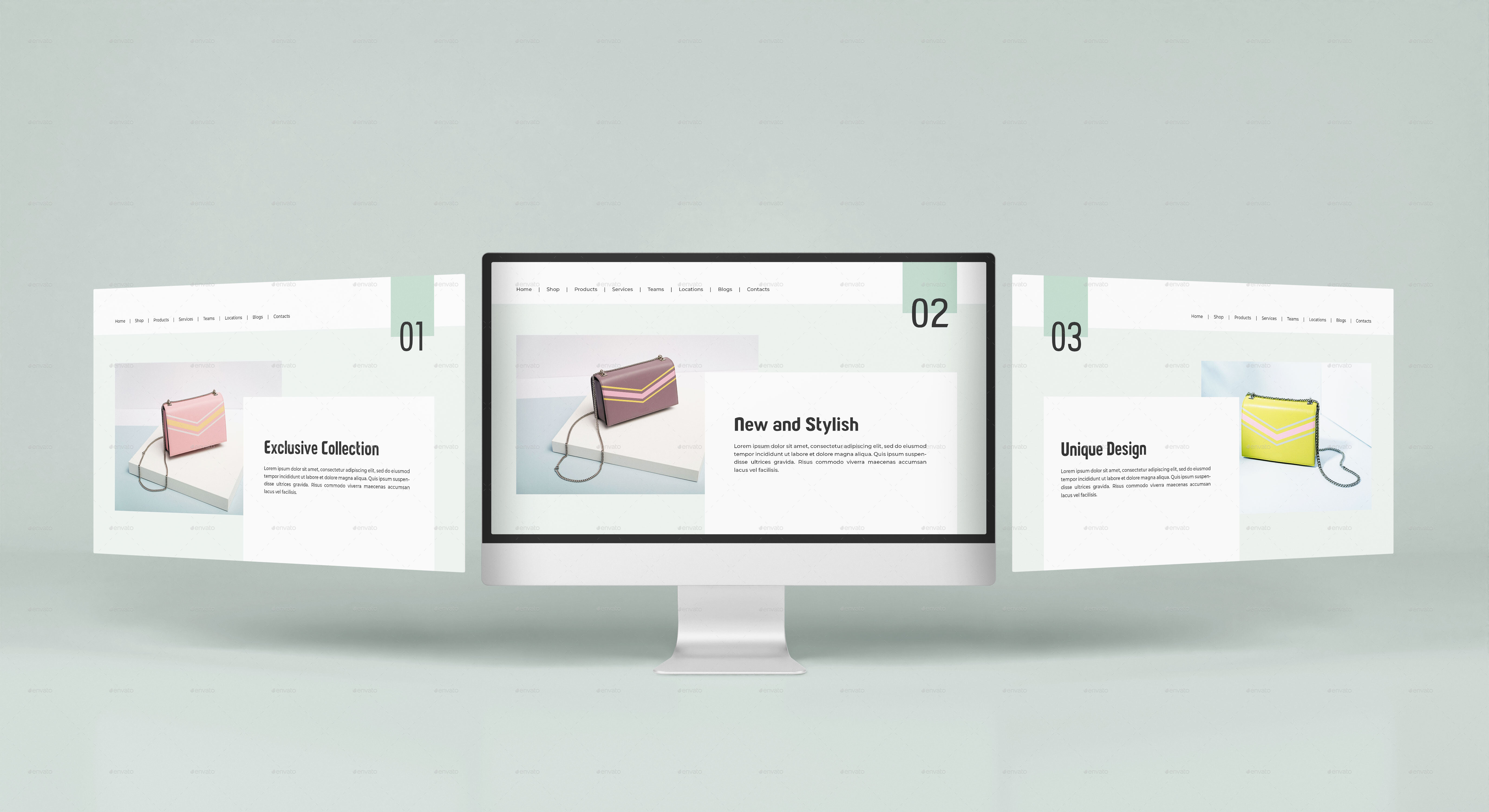 Desktop Monitor Screen with Website Presentation Mockup v.1, Graphics