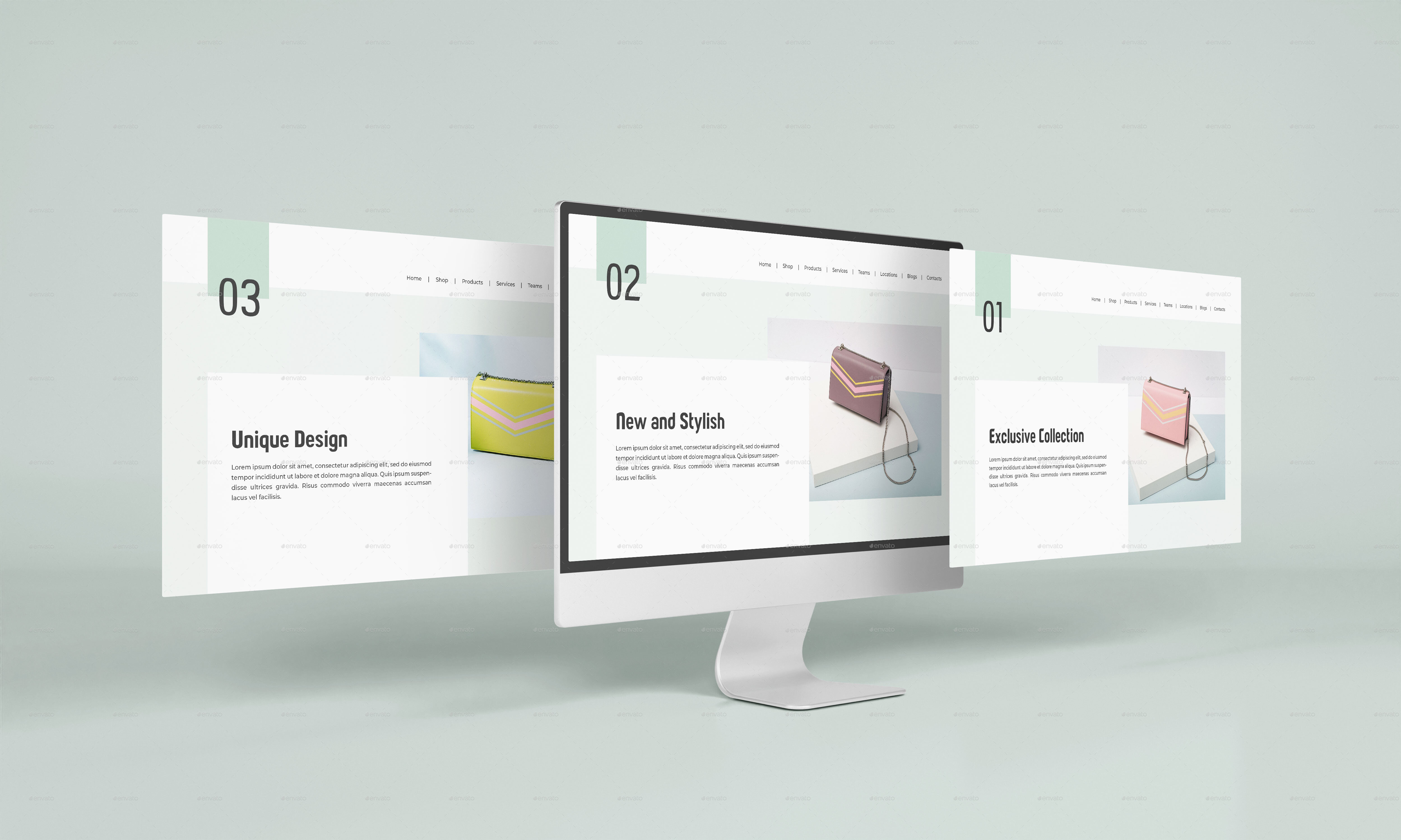 Desktop Monitor Screen with Website Presentation Mockup v.1, Graphics