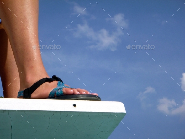Lifeguard's Feet on the Platform Stock Photo by shannonfieldsphoto