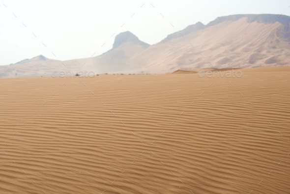 Desert Landscape with rippled red sand sand dunes in foreground Stock ...