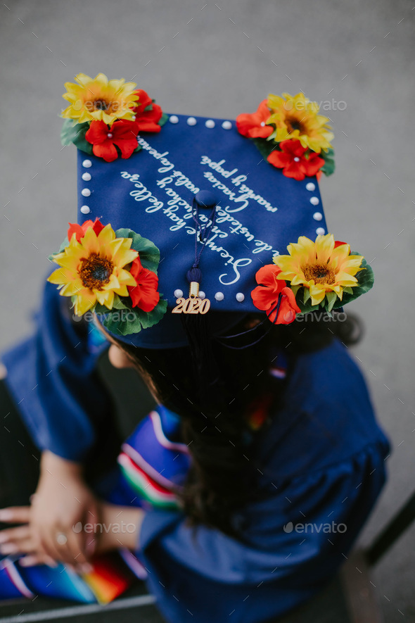 Top view of a 2020 graduate young girl sitting down Stock Photo by ...
