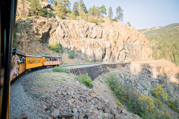 Train ride through the San Juan mountains in Colorado Stock Photo by ...