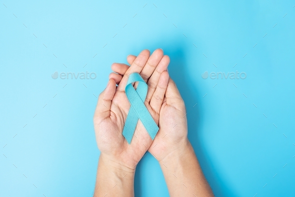 Blue ribbon cancer awareness month Stock Photo by JoPanwatD | PhotoDune