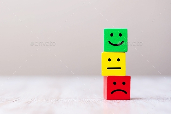 Emotion face blocks. Service rating, ranking, customer review ...