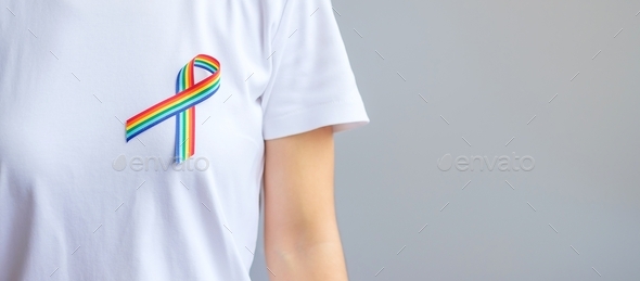 LGBTQ Rainbow ribbon for Support Lesbian, Gay, Bisexual, Transgender ...