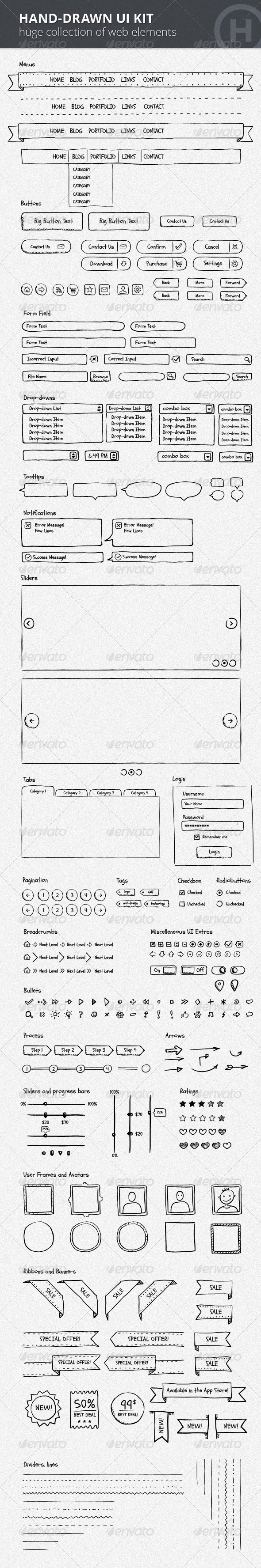 Hand-Drawn UI Kit by heloholo | GraphicRiver