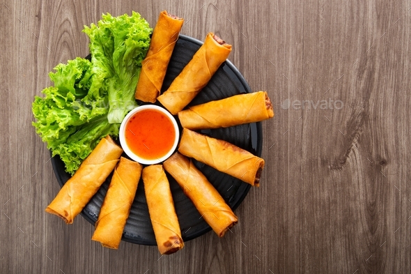 Deep fried spring rolls , popiah Stock Photo by tehcheesiong | PhotoDune