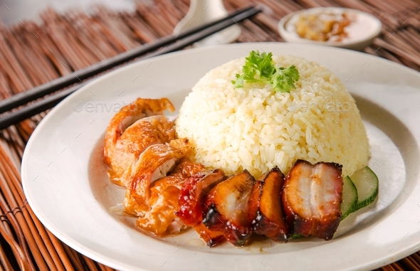 Chicken rice. Malaysian chinese style chicken rice Stock Photo by ...