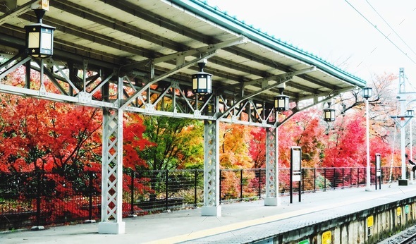 Autumn train platform Stock Photo by MayFayStudio | PhotoDune