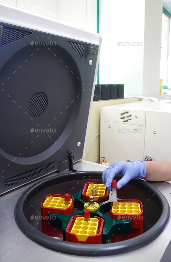 Modern hospital machine for blood test Stock Photo by mirarahneva ...