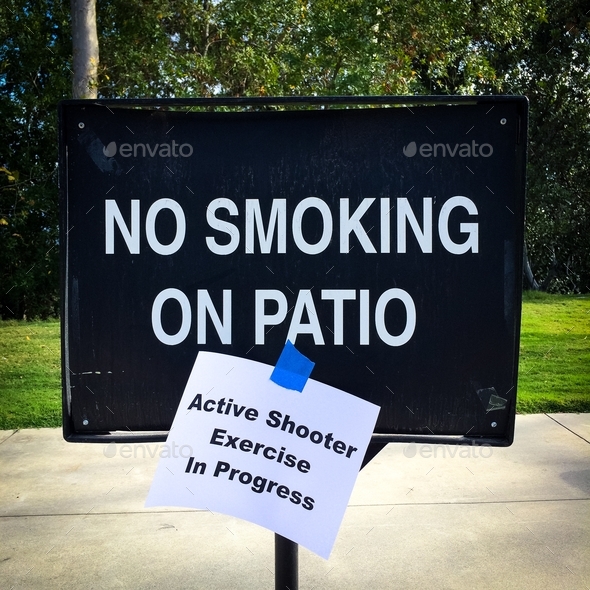 Active shooter exercise in progress sign at university Stock Photo by ...