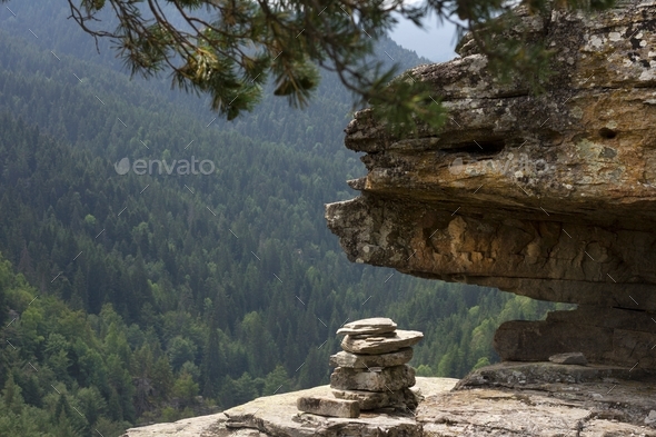Stone balancing, rock balancing, mountain landscape Stock Photo by ...