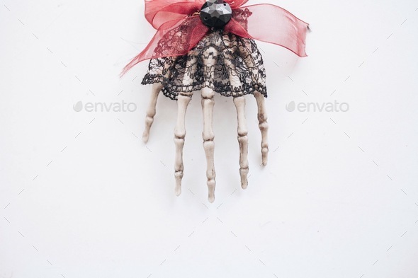Spooky skeleton hand / halloween minimalistic shot Stock Photo by ...