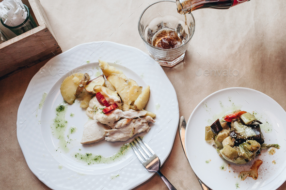 food from above / dinner / lunch / healthy food Stock Photo by LesiaScotch