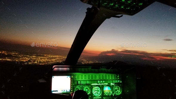 Night Flight! From my perspective! Looking out the windshield of ...