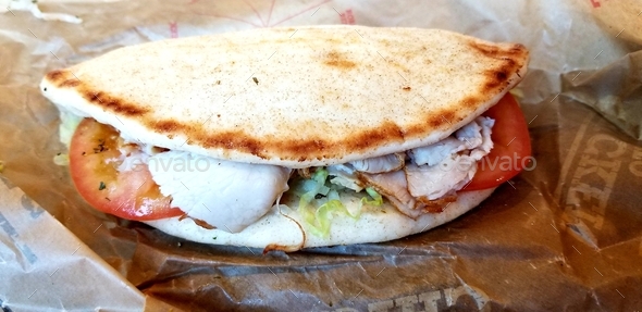 Greek Gyro on Greek Gyro Flatbread Stock Photo by AZ-BLT | PhotoDune