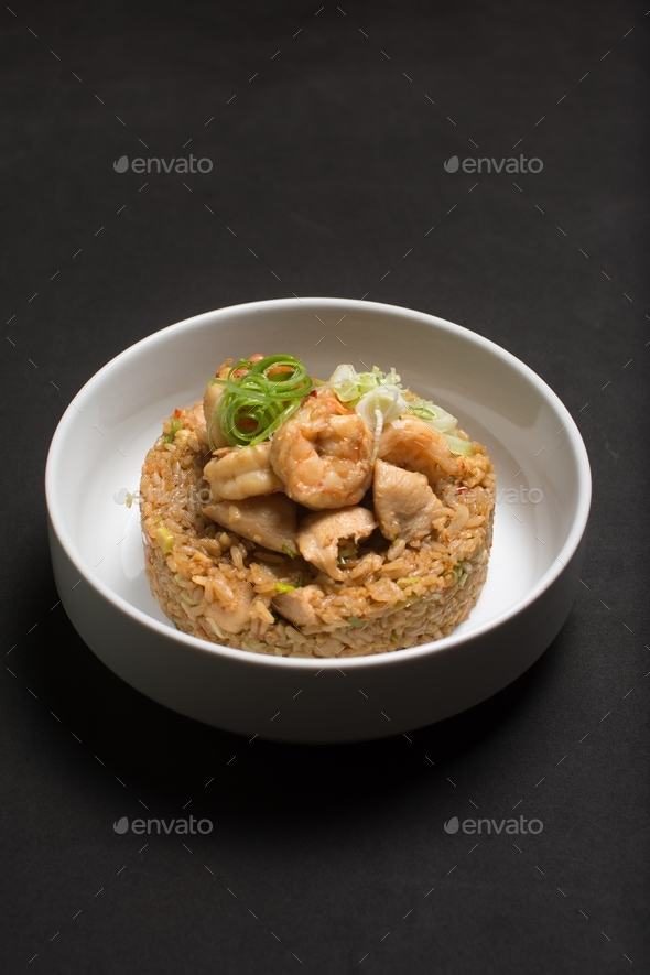 Chaufa rice. Peruvian cuisine. Chifa style. Latin American cuisine ...