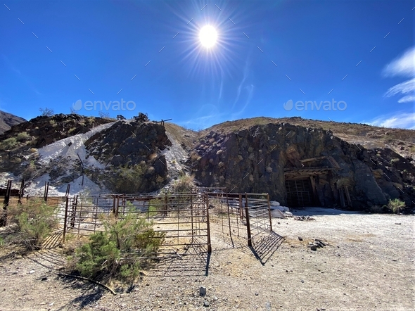 Abandoned Mine Shaft! Death Valley National Park. Bright Sunshine in ...