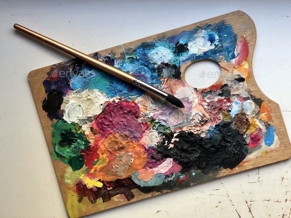 Artist Paint Palette of Many Colors Stock Photo by dbsjls | PhotoDune