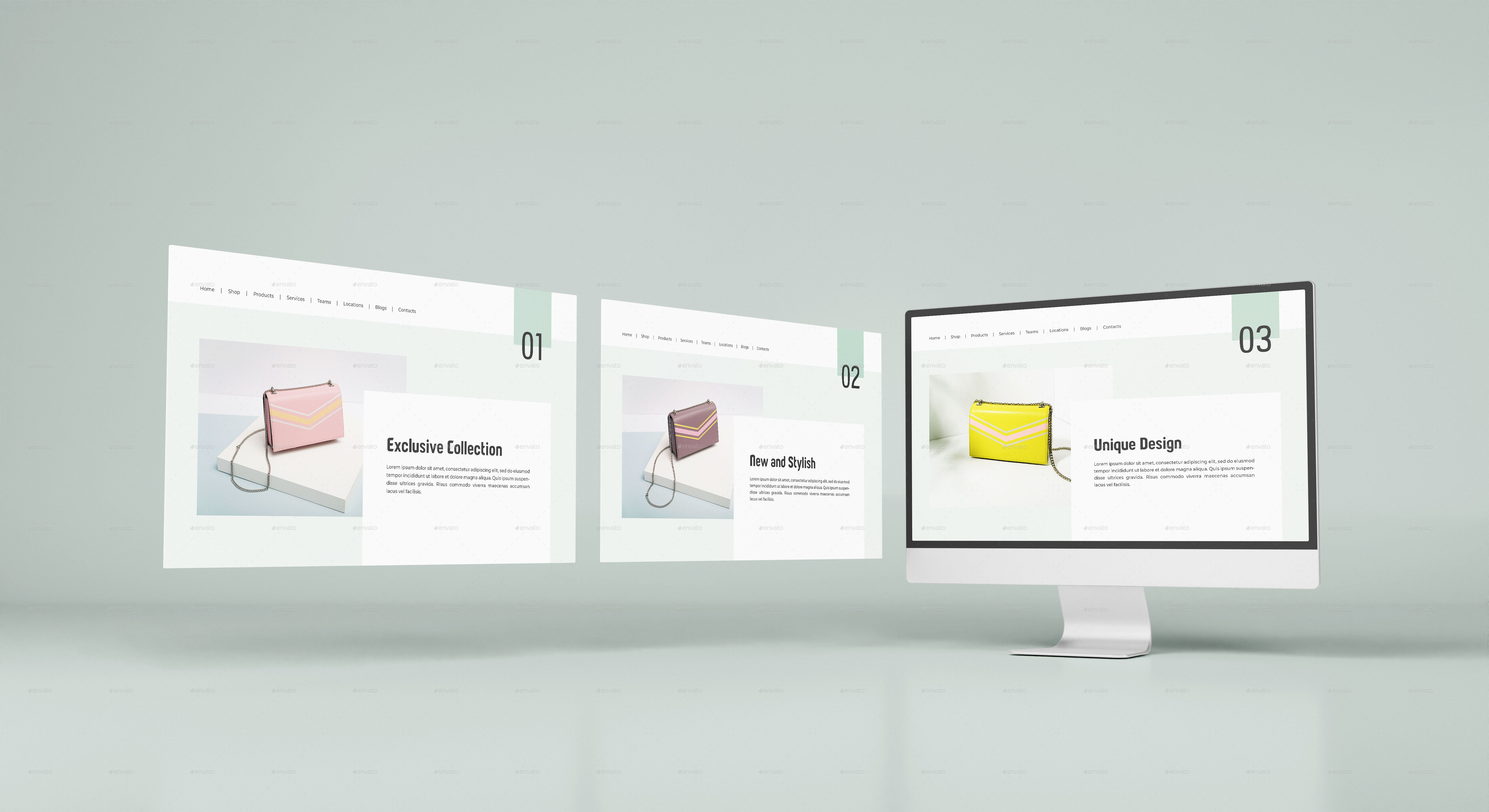 Desktop Monitor Screen with Website Presentation Mockup v.2, Graphics