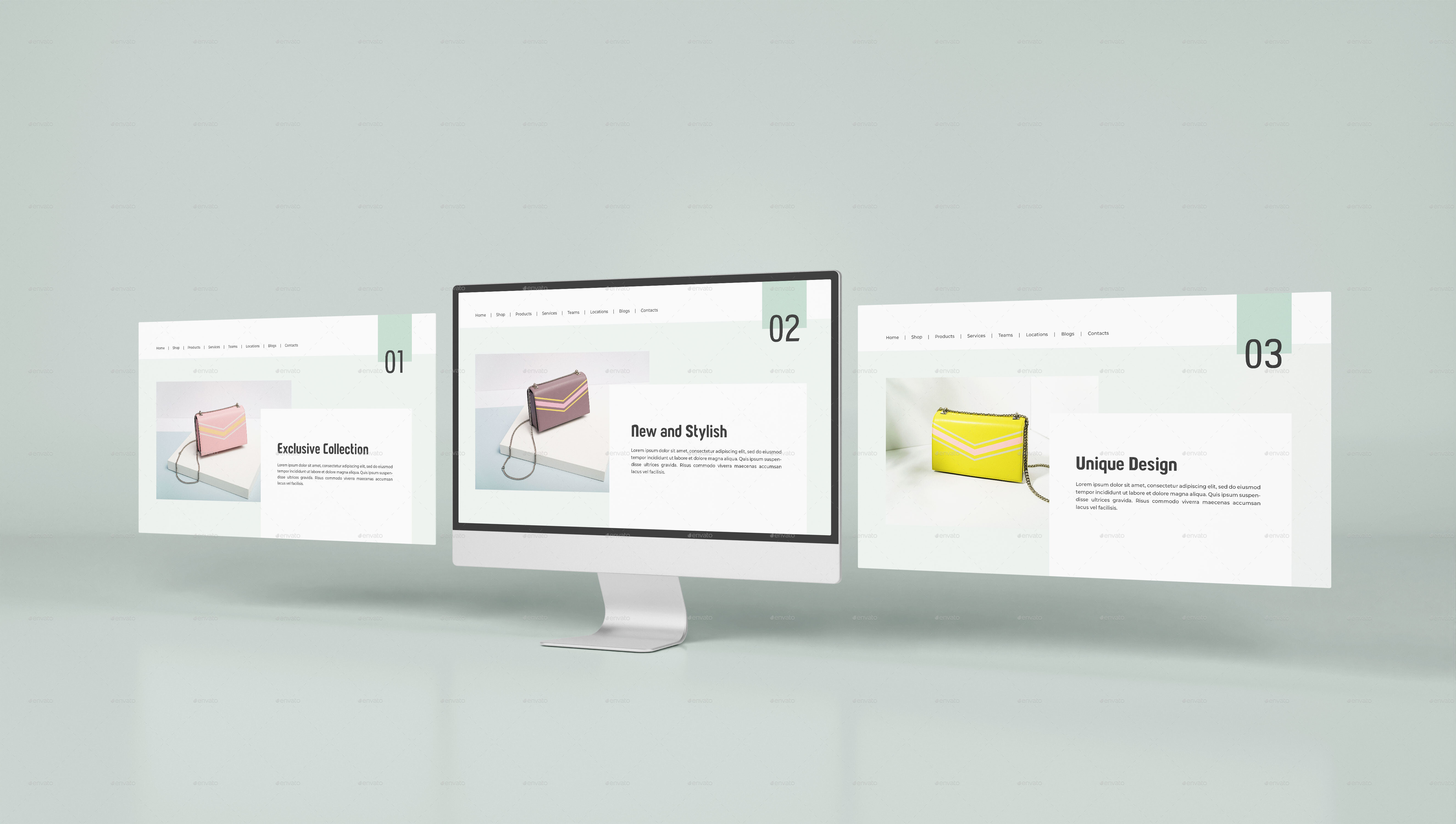 Desktop Monitor Screen with Website Presentation Mockup v.2, Graphics