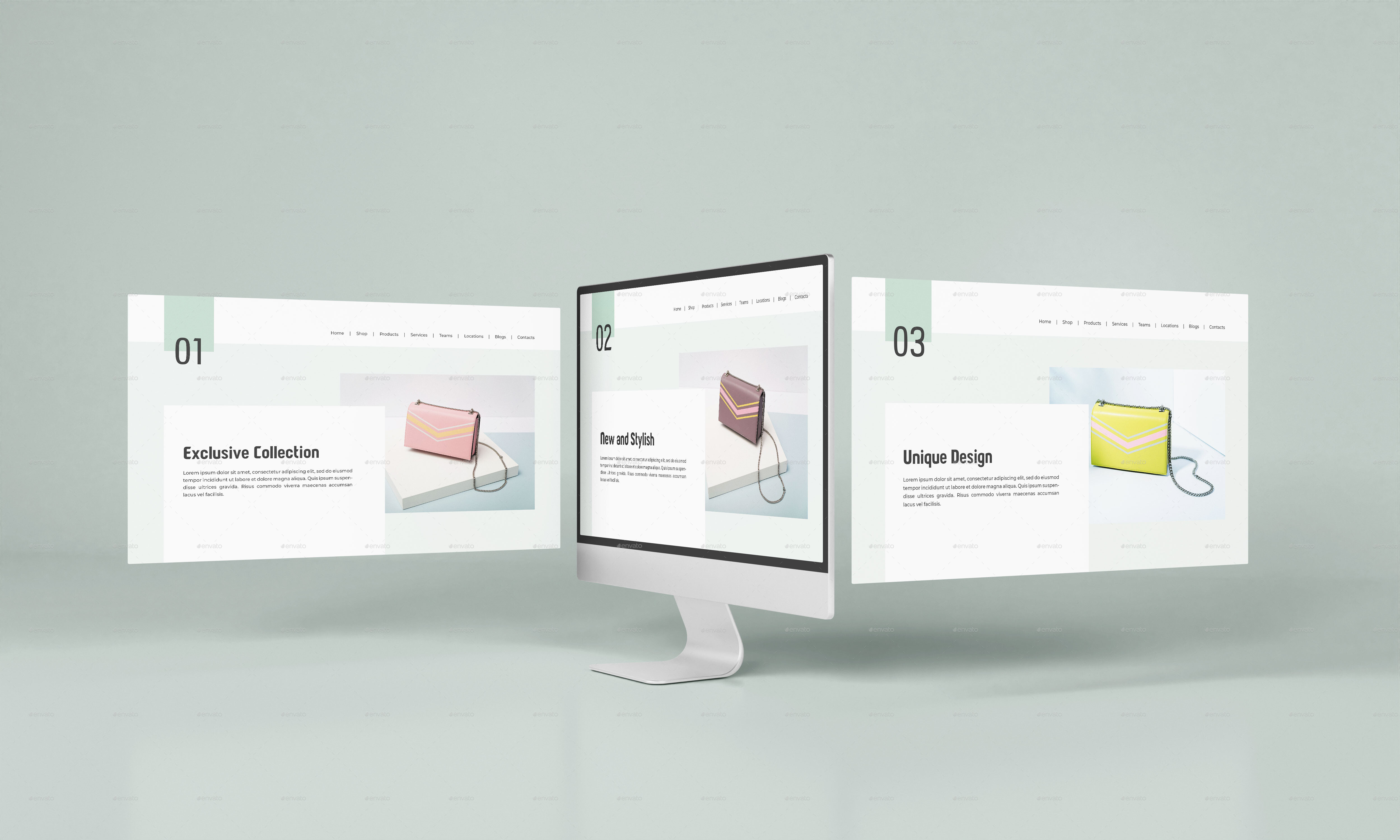 Desktop Monitor Screen with Website Presentation Mockup v.2, Graphics