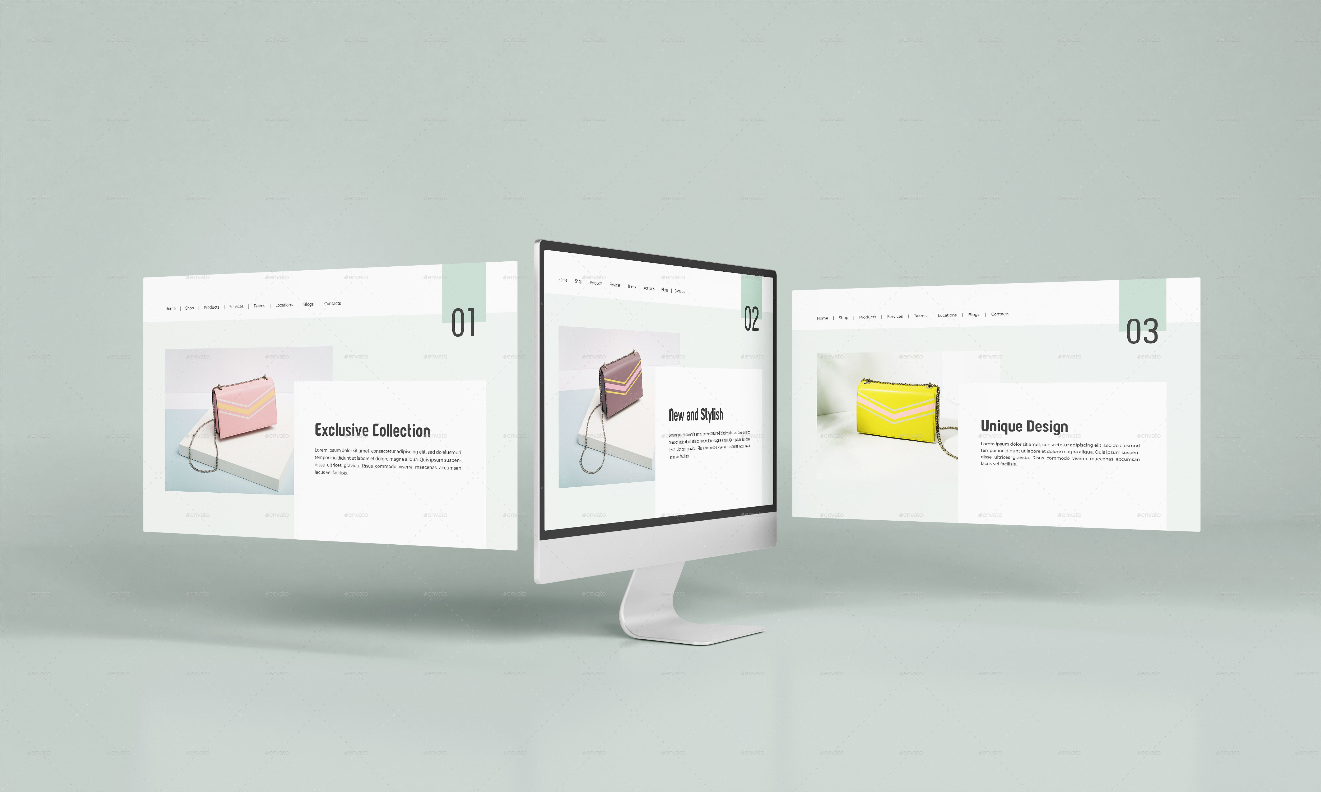 Desktop Monitor Screen with Website Presentation Mockup v.2, Graphics