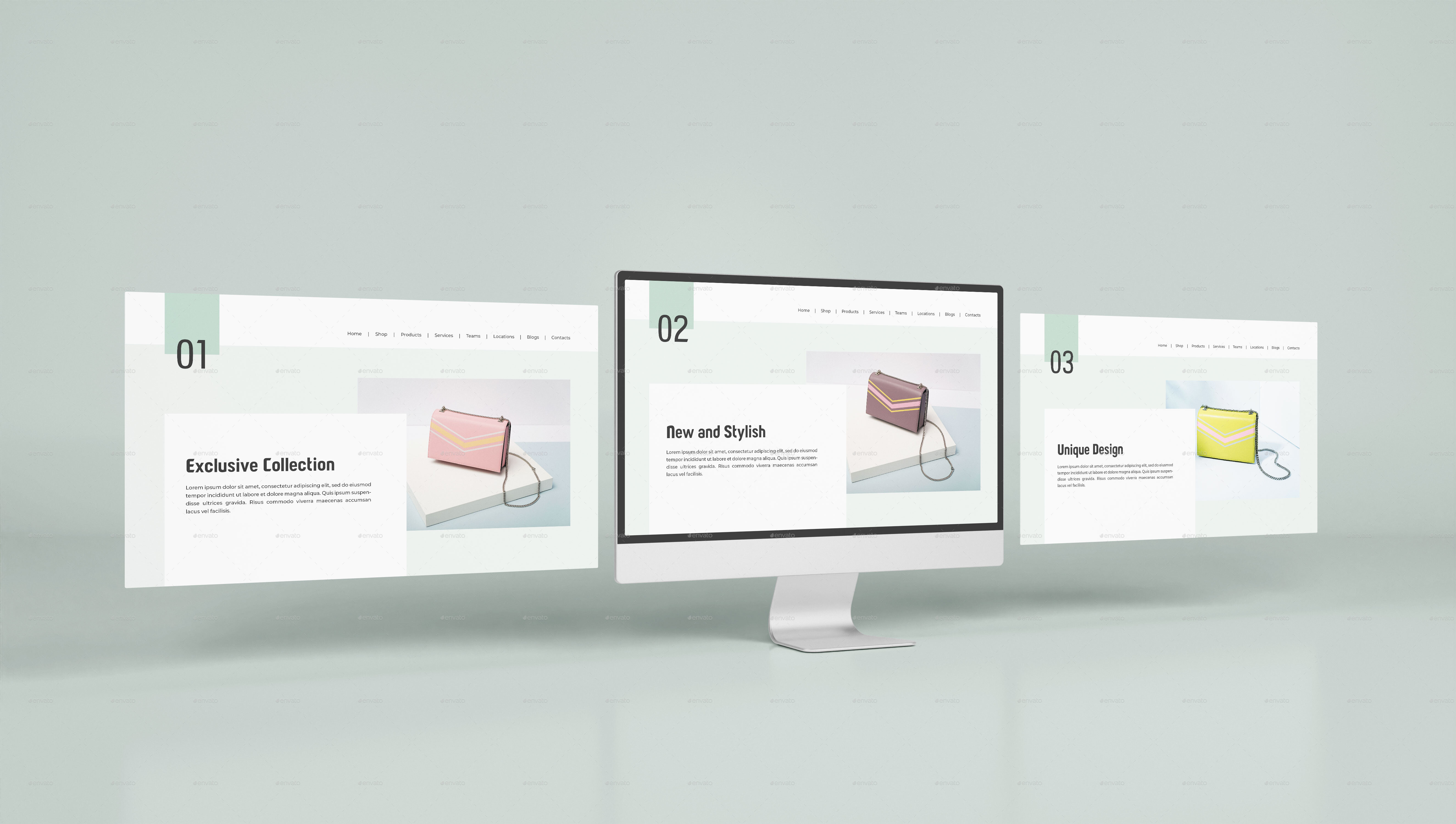 Desktop Monitor Screen with Website Presentation Mockup v.2, Graphics