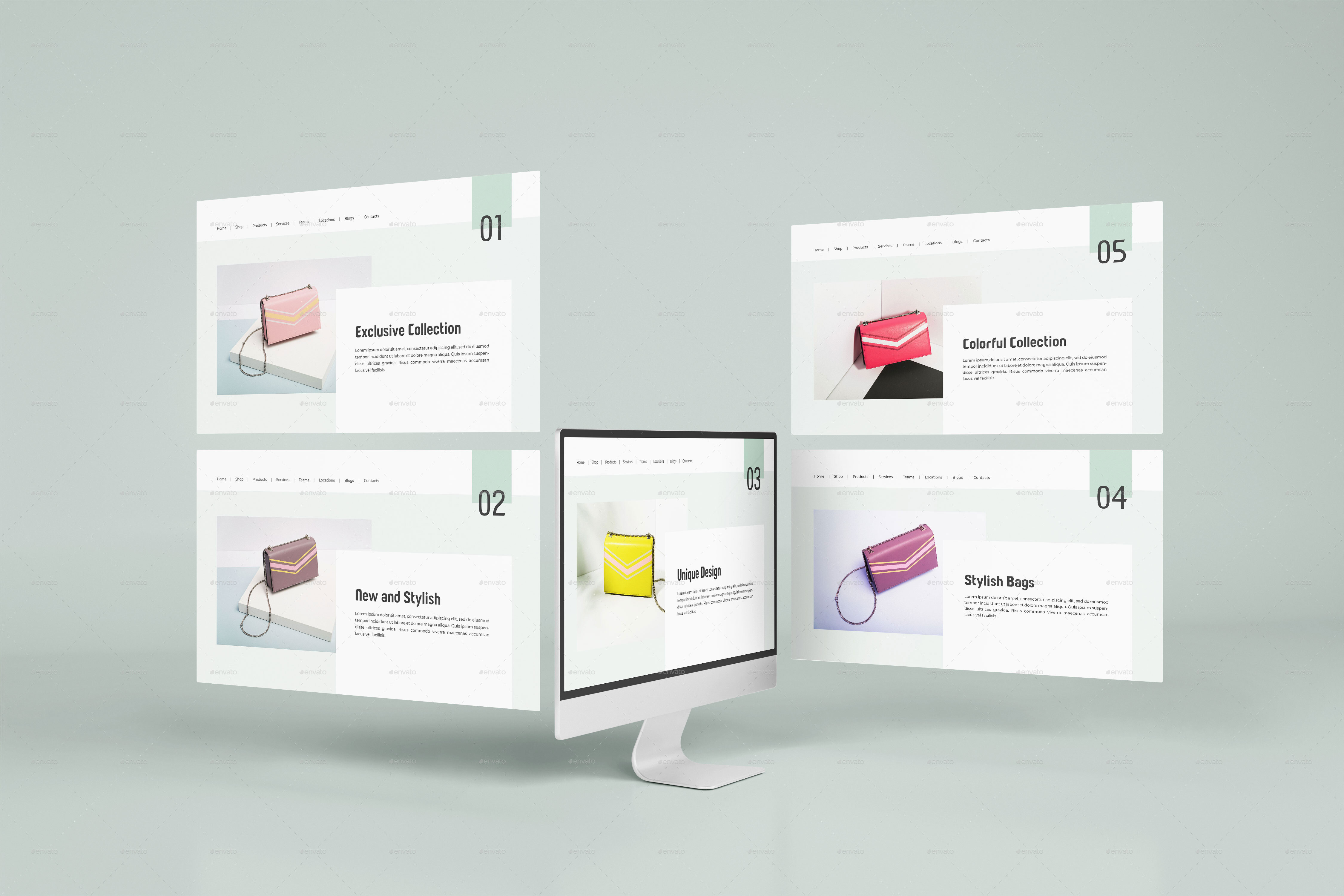 Desktop Monitor Screen with Website Presentation Mockup v.2, Graphics