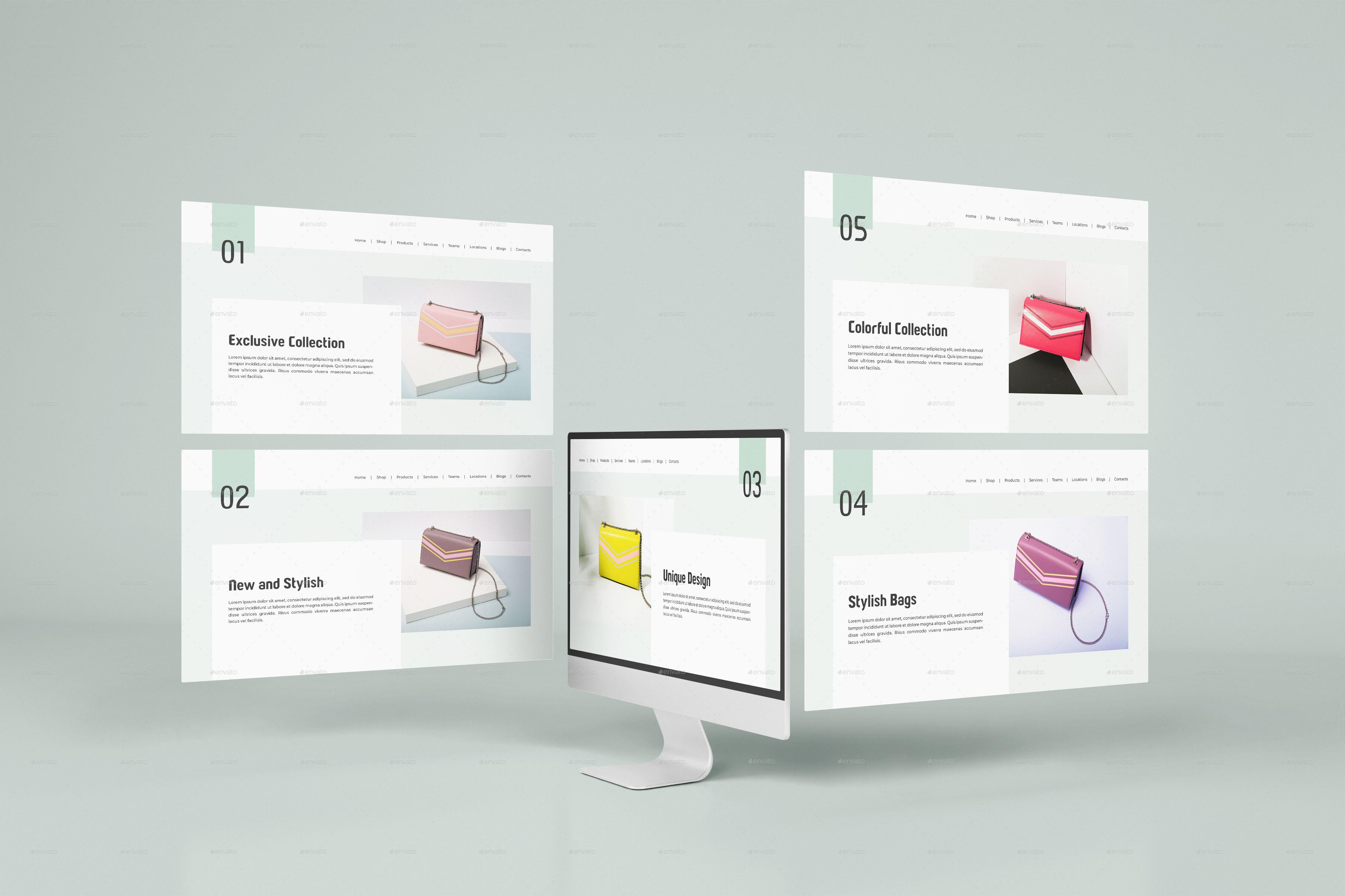 Desktop Monitor Screen with Website Presentation Mockup v.2, Graphics