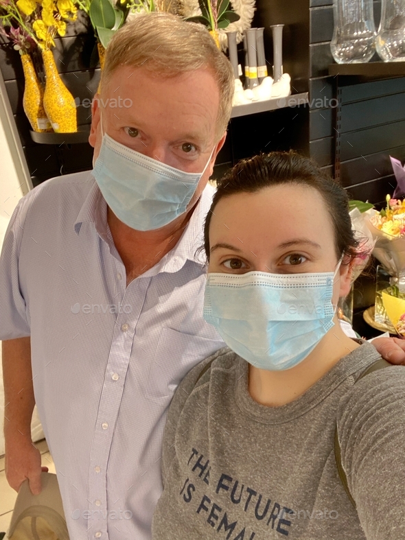 Baby boomer red head father in selfie with millennial daughter wearing ...