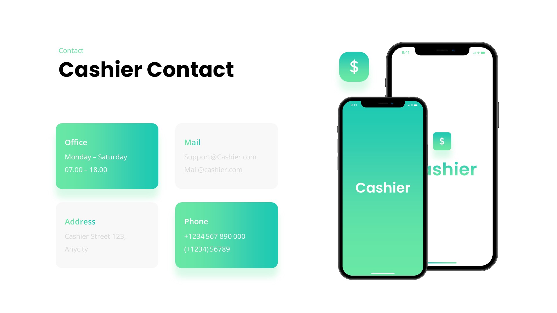 Cashier - Payment Mobile Apps Powerpoint Template, Presentation Templates