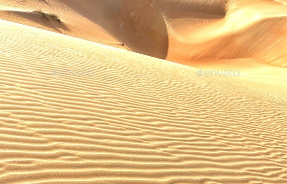 Wind blown ripples in hot desert sand and sand dunes. Natural ...