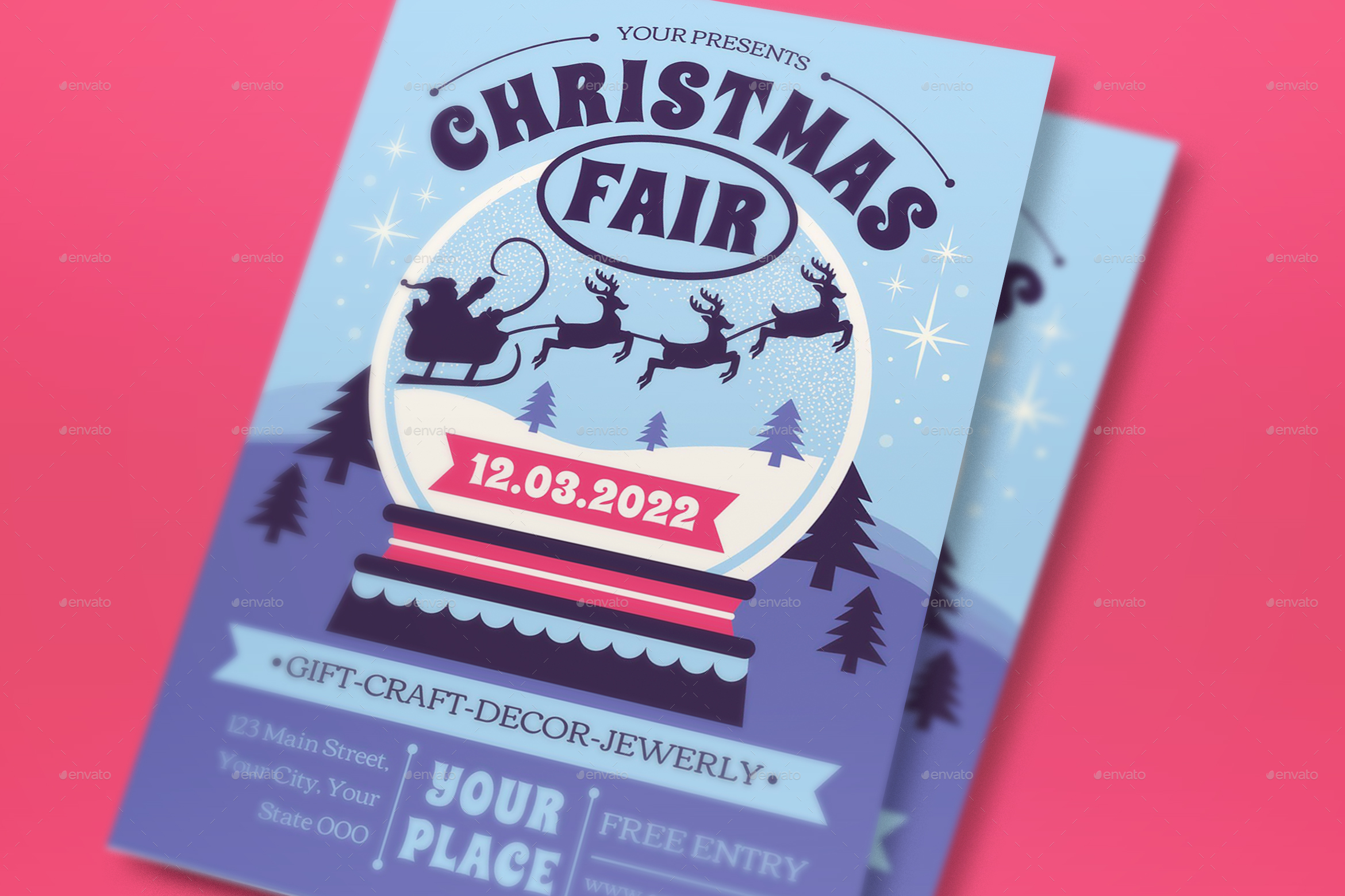 Blue Modern Christmas Fair Flyer Set, Print Templates | GraphicRiver