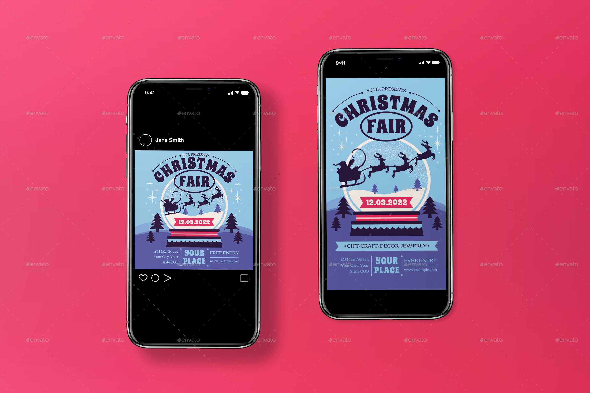 Blue Modern Christmas Fair Flyer Set, Print Templates | GraphicRiver