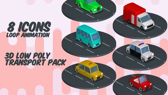 3D Low Poly Transport Pack Loop animation, After Effects Project Files