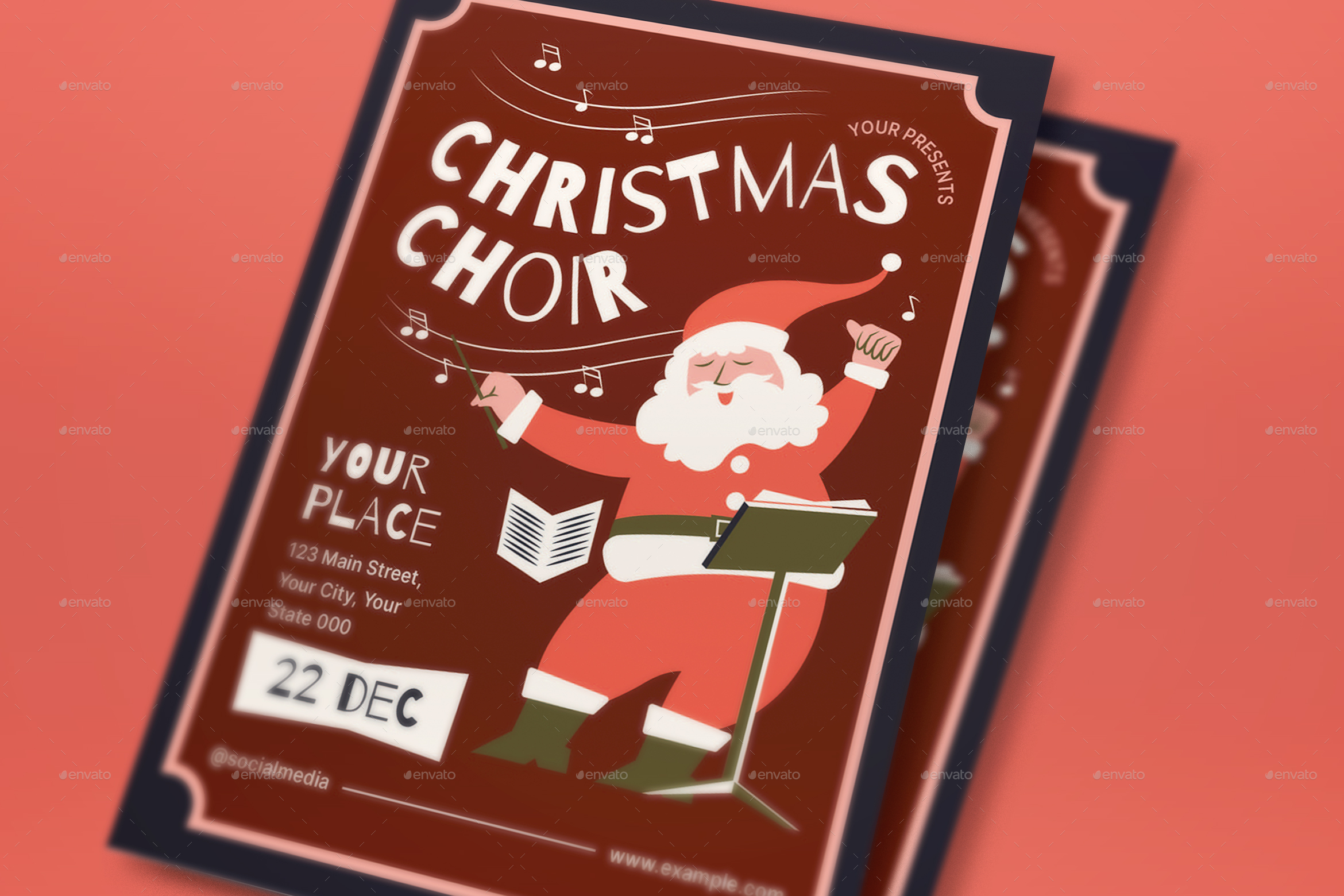 Brown Vintage Christmas Choir Flyer Set, Print Templates | GraphicRiver