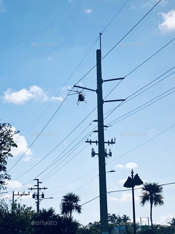 Helicopter checking the power lines. Stock Photo by marisap7 | PhotoDune